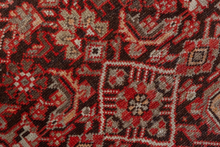 Antique Persian Malayer Long Runner, Herati Design, Brown and Red Field ...