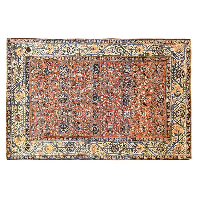 Antique Persian Malayer Oriental Rug, in Small Size, W/ Floral Elements ...