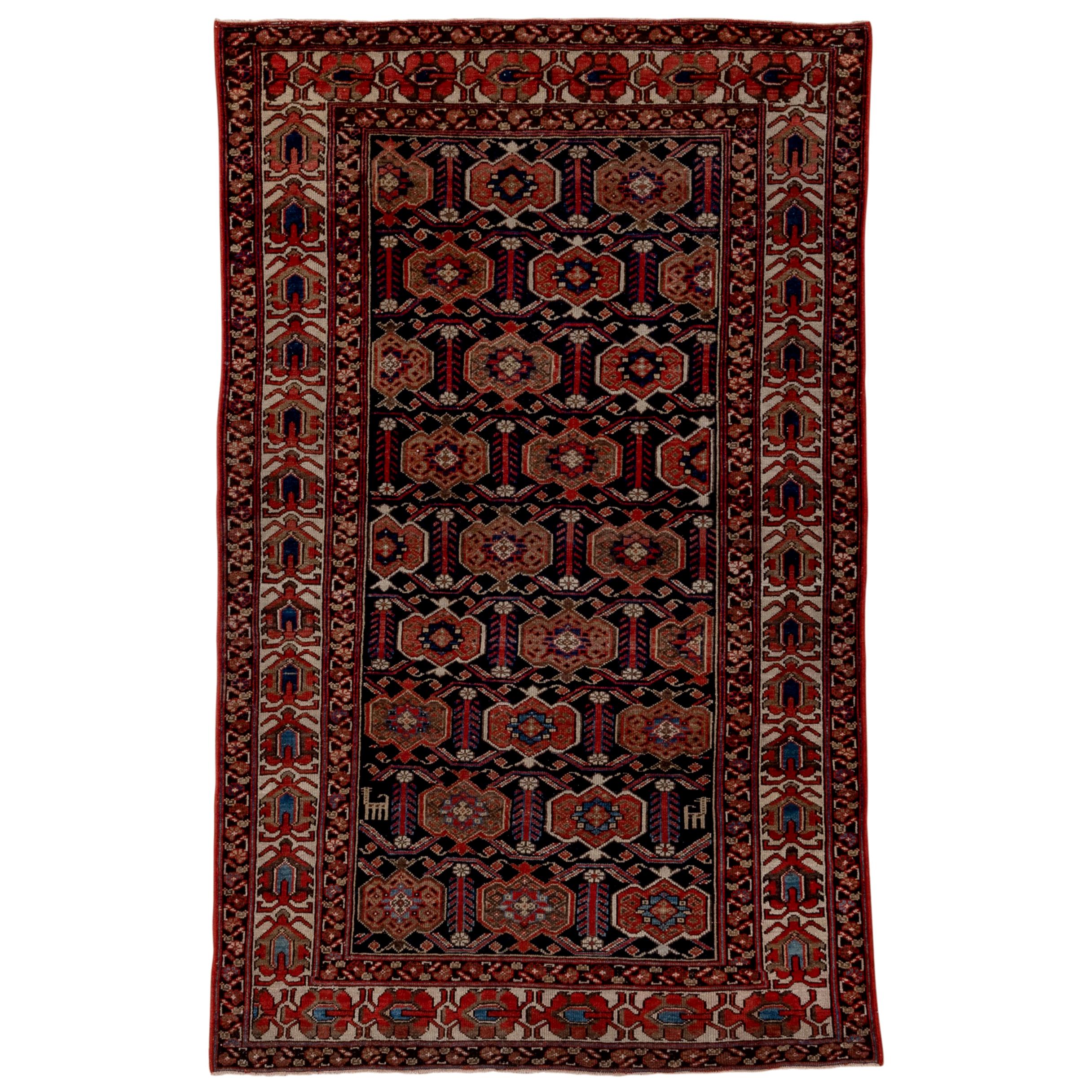 Antique Persian Malayer Rug with Botanical Details in Brown on Ivory ...