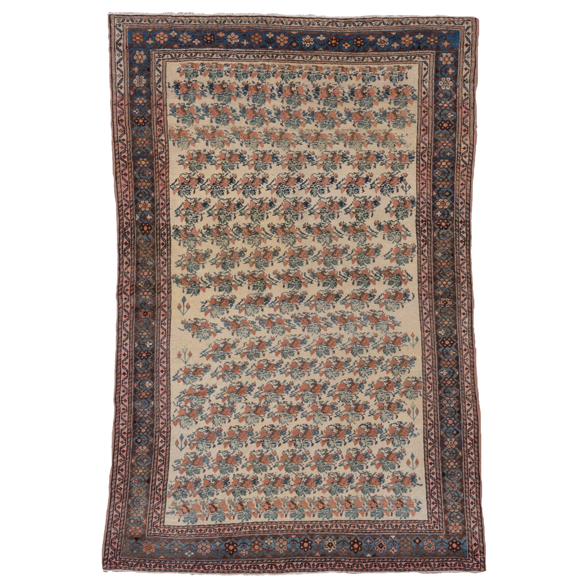 Modern Persian Rug Oushak Design with Large Ivory Medallion over Brown ...