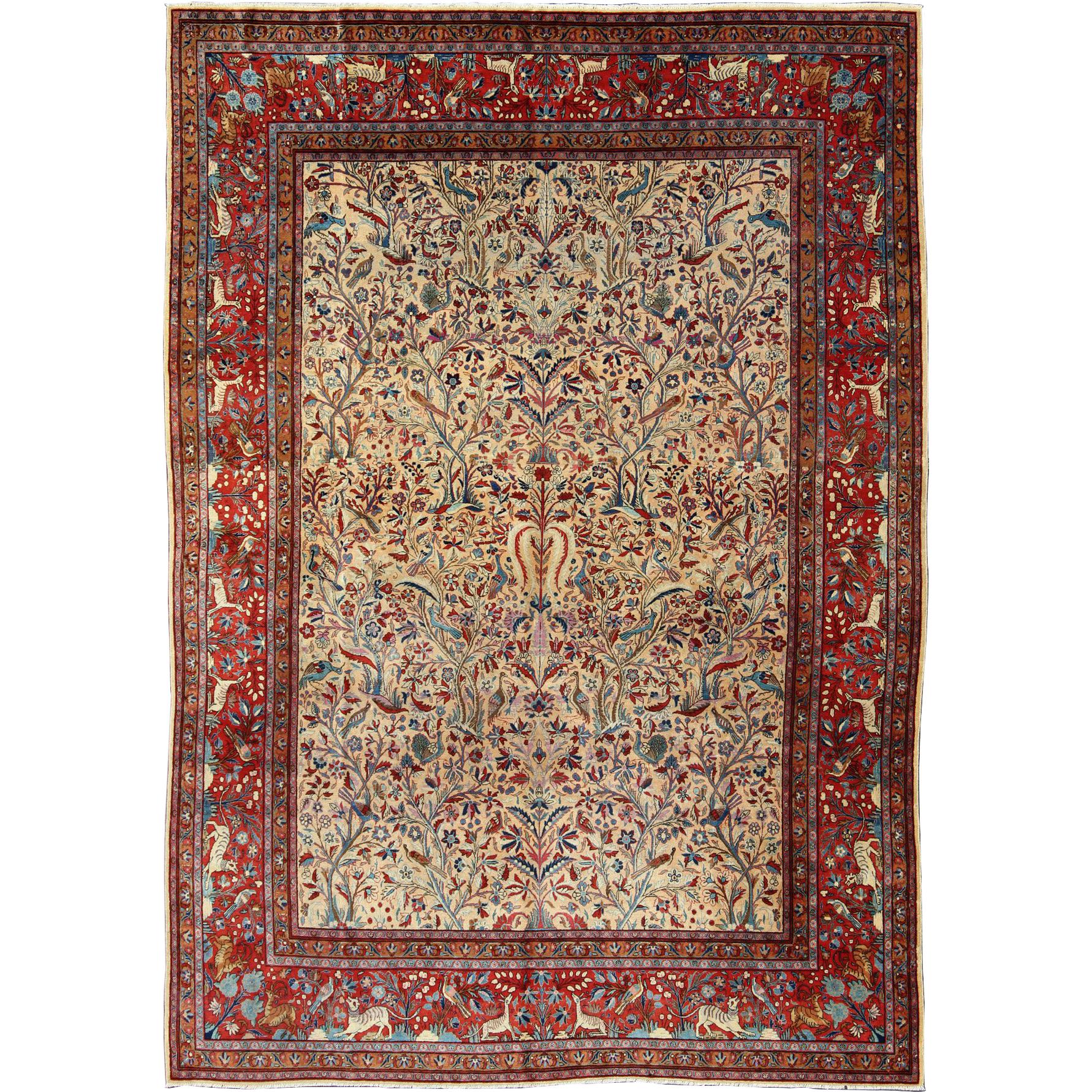 Antique Persian Manchester Kashan Rug with Forest Garden Design For ...