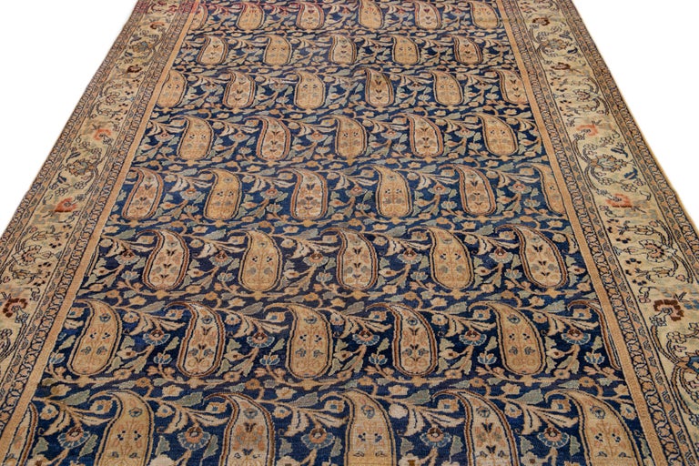 Antique Persian Mashad Gallery Wool Rug with Allover Rosette Motif In ...