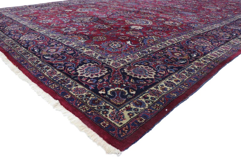 Antique Persian Mashhad Rug with Victorian Elizabethan Style For Sale ...