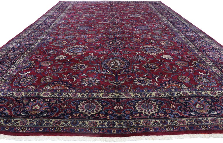 Antique Persian Mashhad Rug with Victorian Elizabethan Style For Sale ...