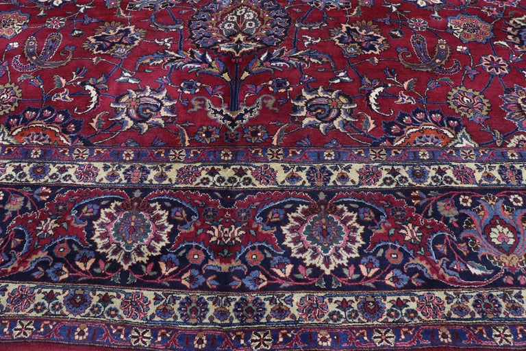 Antique Persian Mashhad Rug with Victorian Elizabethan Style For Sale ...
