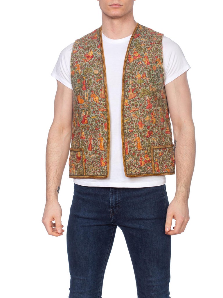 1920'S Rayon and Cotton Antique Persian Metal Embroidered Folkloric ...