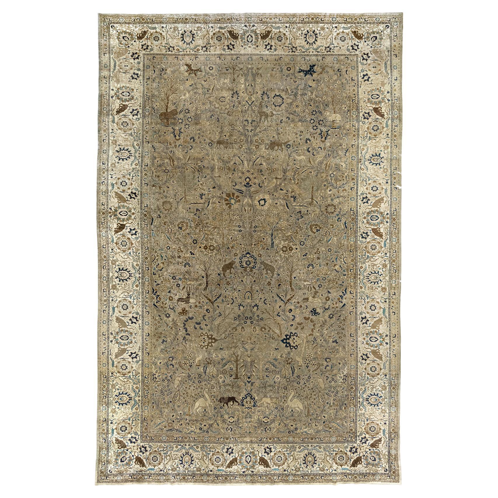Antique Pictorial Tabriz Rug, circa 1890 at 1stDibs