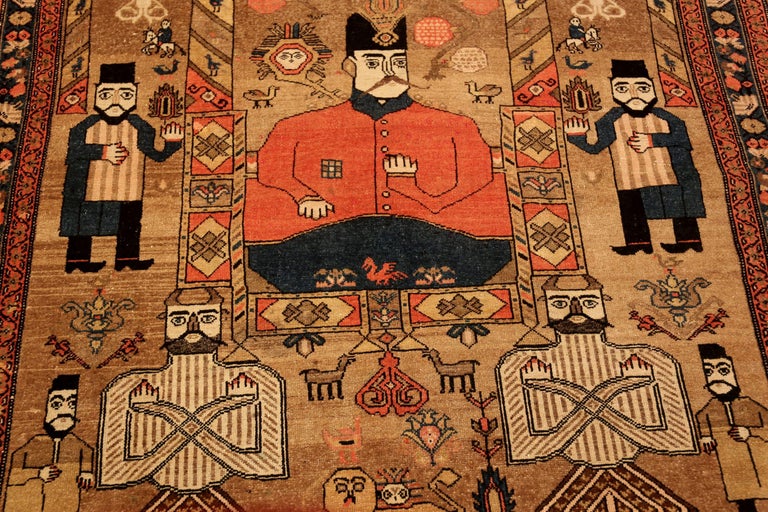 Antique Persian Pictorial Bakshaish Rug. 4 ft 9 in x 6 ft 8 in For Sale ...