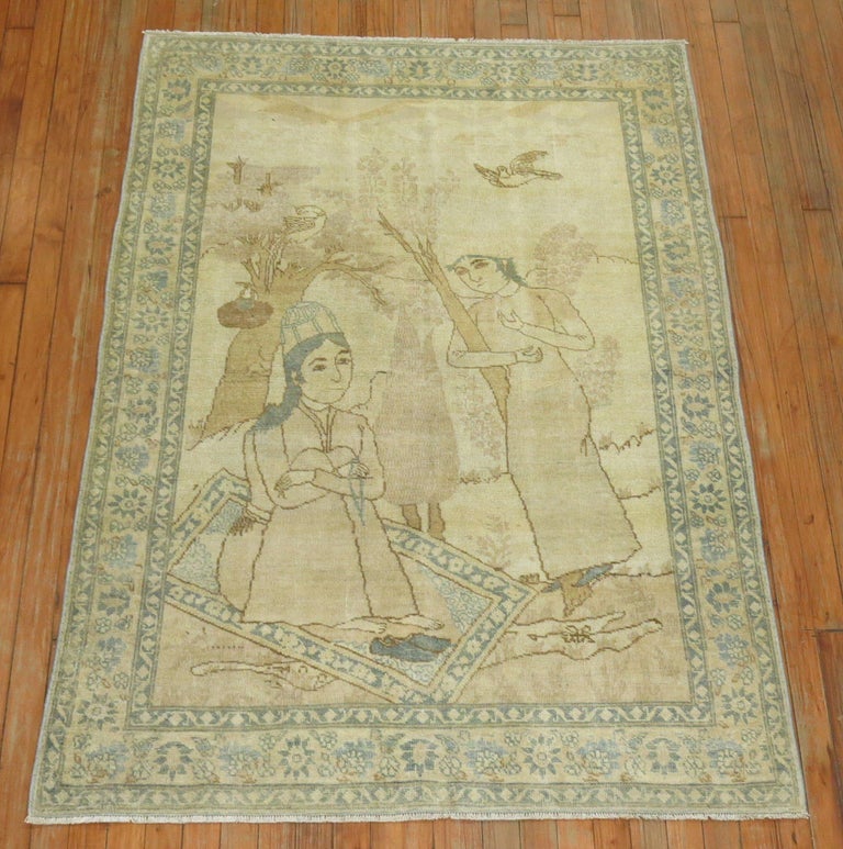 Antique Persian Pictorial Rug For Sale at 1stDibs