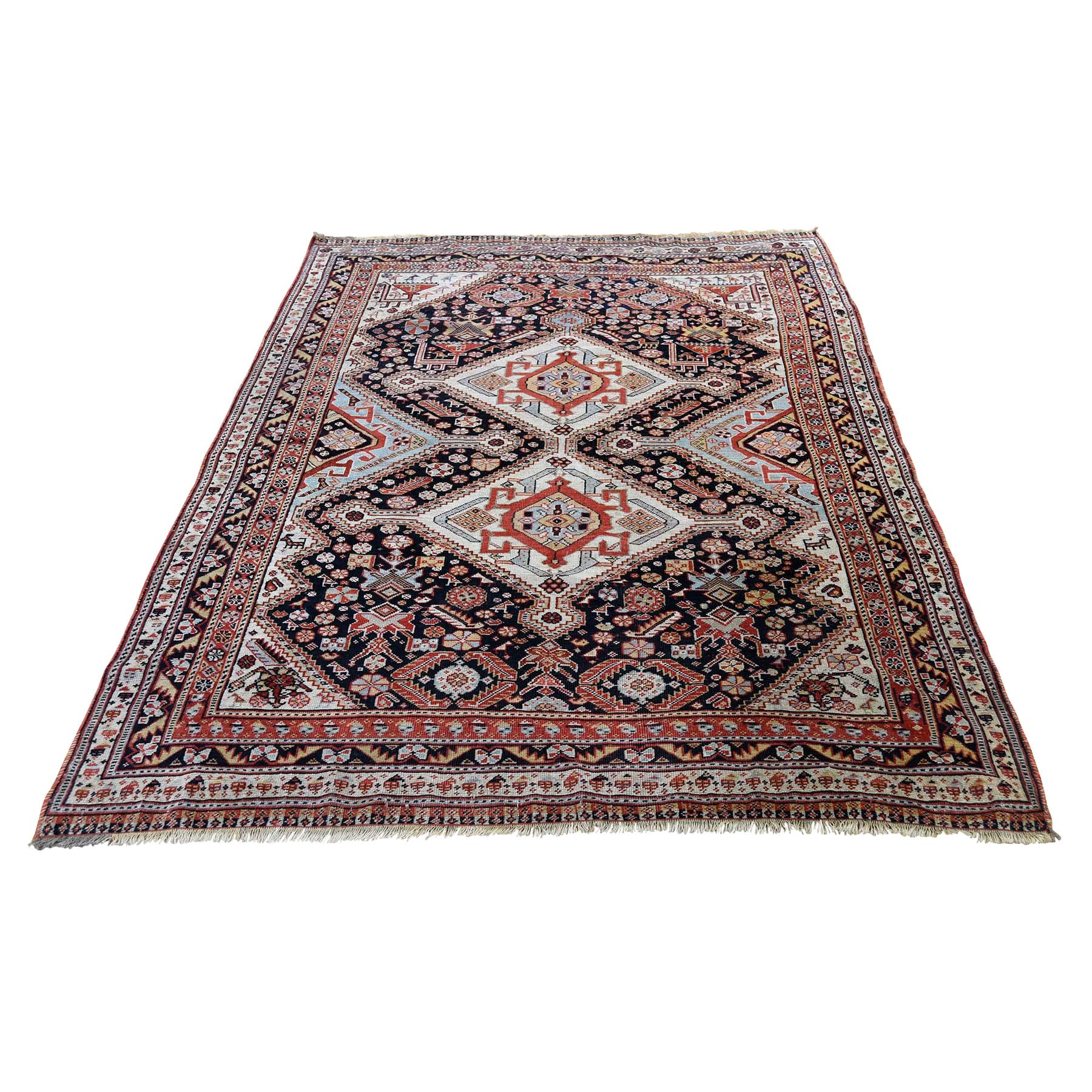 Navy Antique Persian Ardabil Clean Even Wear Pure Wool Hand Knotted ...