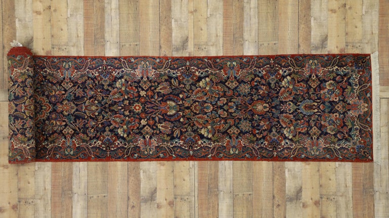 Antique Persian Qazvin Kirman Rug Runner with Luxe Baroque Regency ...