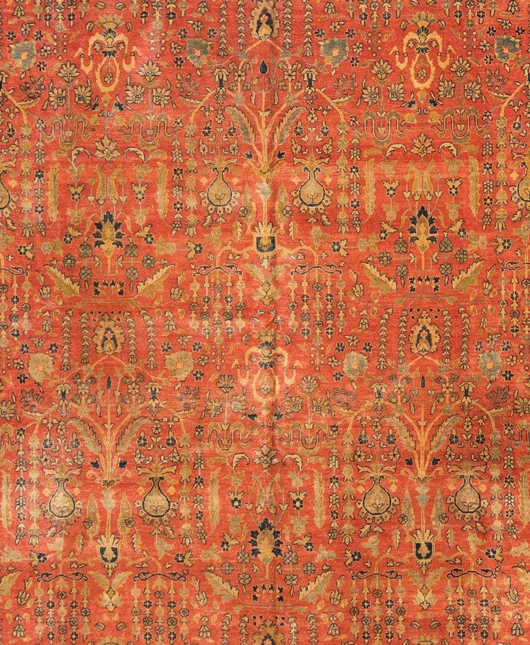 Antique Persian Red Gold Navy Blue Large Oversize Tabriz Rug For Sale ...