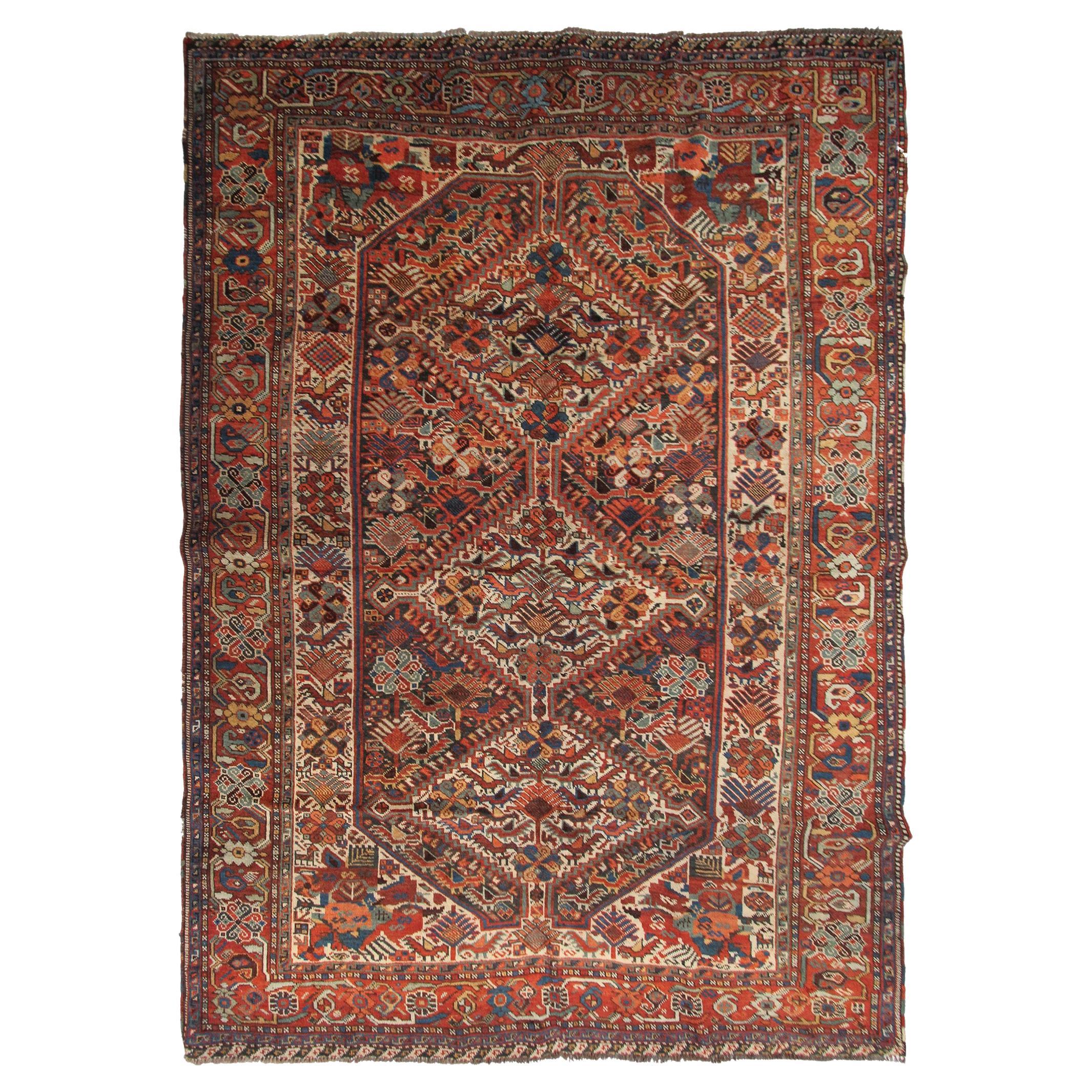 Remarkable Antique Caucasian Kazak Rug with Tribal Geometric Tri ...