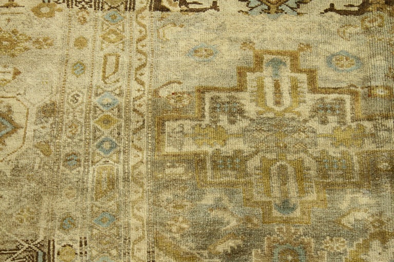 Persian Rug Malayer Design with Fading Rustic Floral Patterns, circa ...