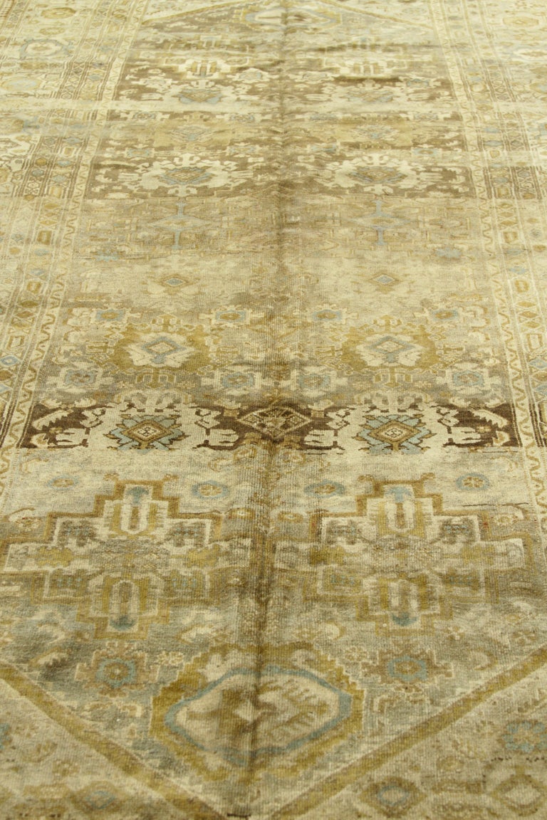 Persian Rug Malayer Design with Fading Rustic Floral Patterns, circa ...