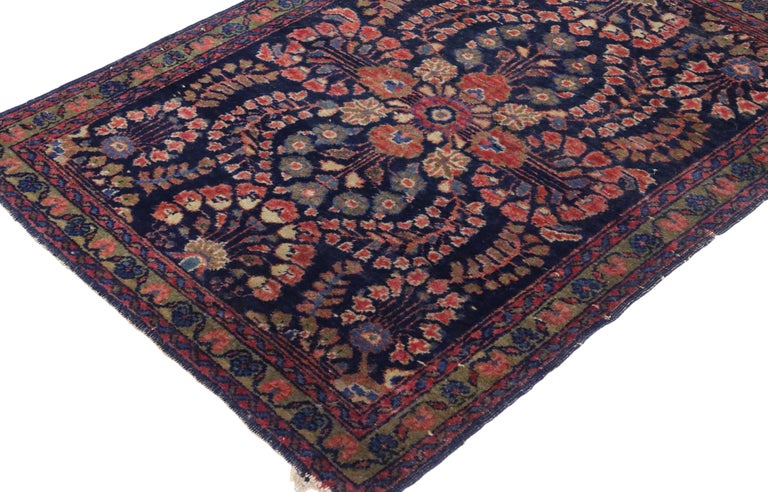 Antique Persian Sarouk Accent Rug, Small Persian Rug with Modern ...