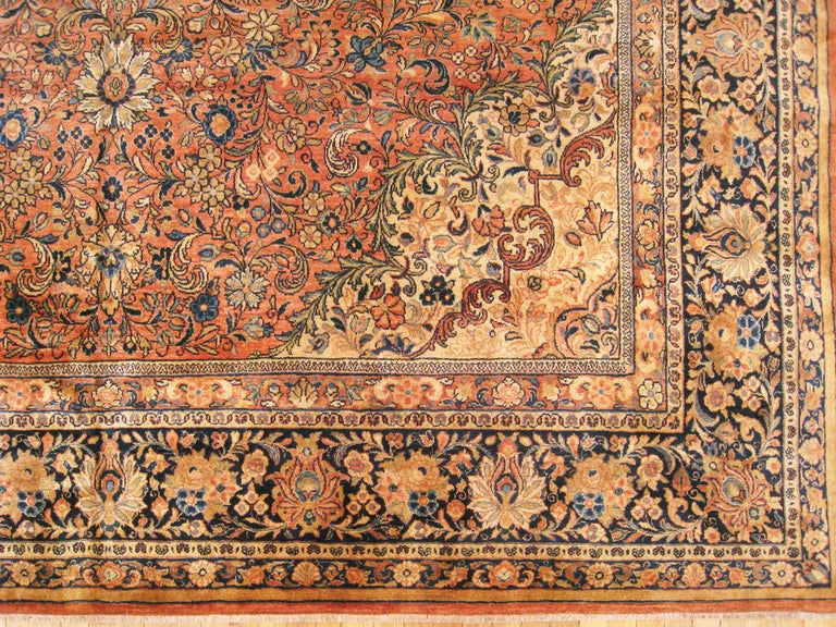 Antique Persian Sarouk Oriental Rug, in Room Size, with Central ...