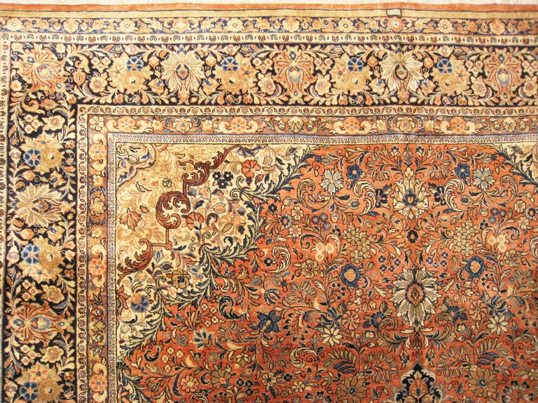 Antique Persian Sarouk Oriental Rug, in Room Size, with Central ...