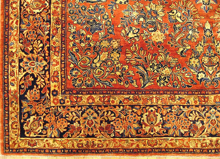 Antique Persian Sarouk Oriental Rug, in Room Size with Intricate Floral ...