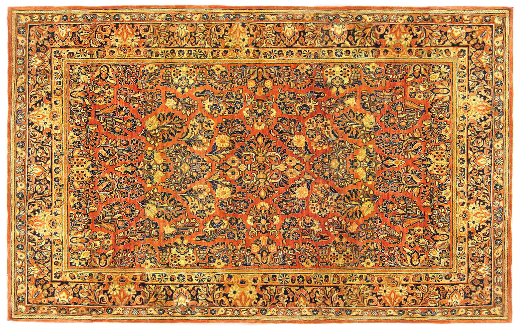 Antique Persian Sarouk Oriental Rug, in Room Size with Intricate Floral ...