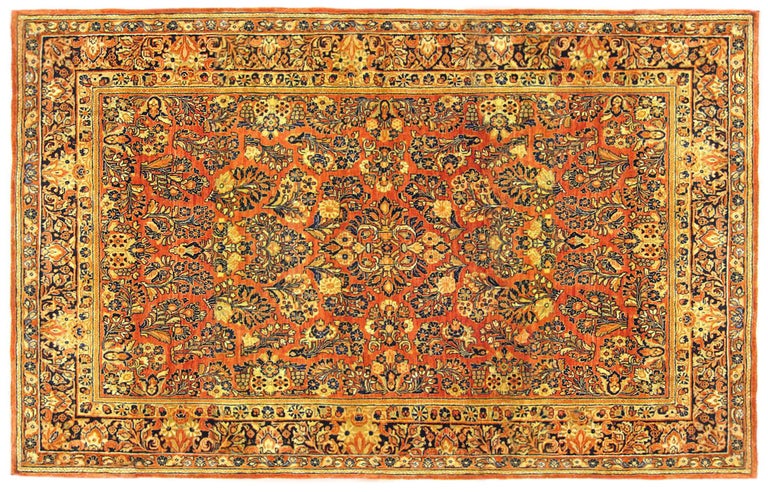 Antique Persian Sarouk Oriental Rug, in Room Size, with Intricate ...