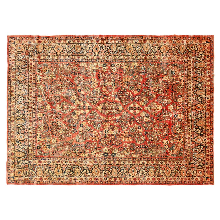 Antique Persian Sarouk Oriental Rug, in Room Size, with Intricate ...