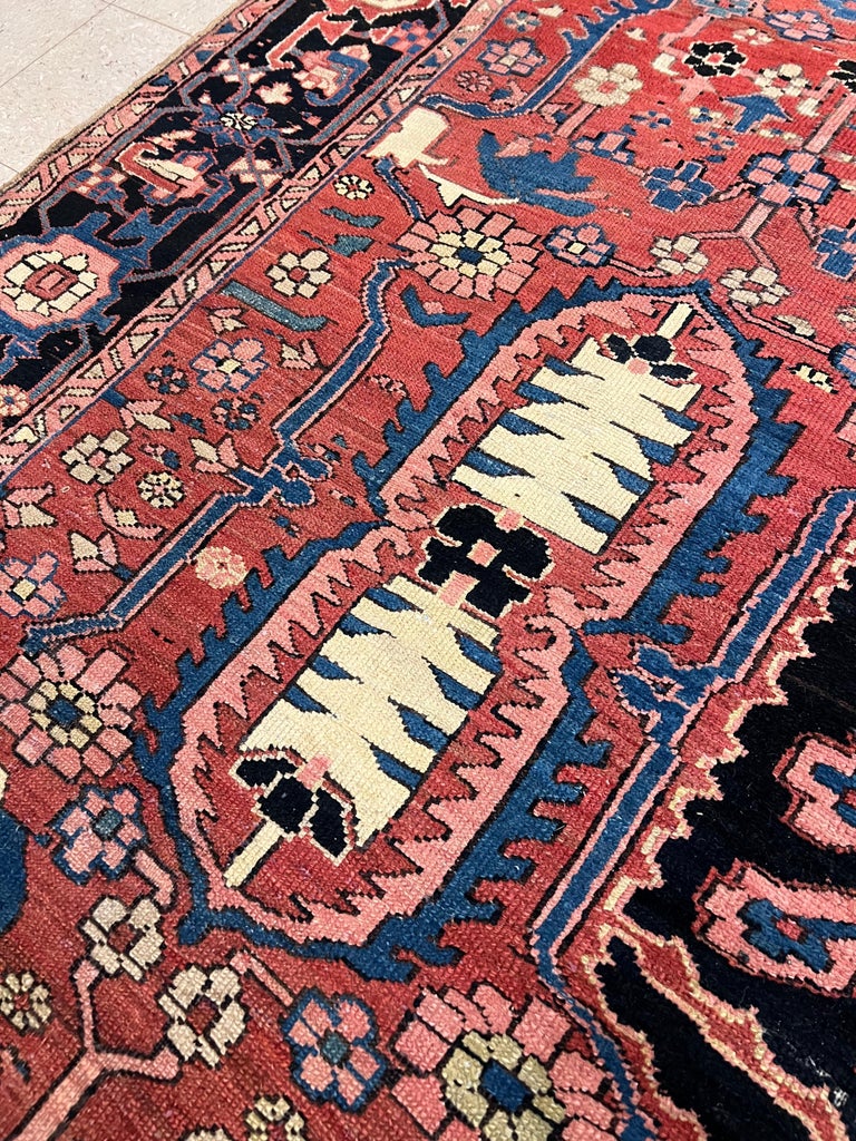 Tapis persan antique Serapi, tapis oriental en laine fait à la main ...