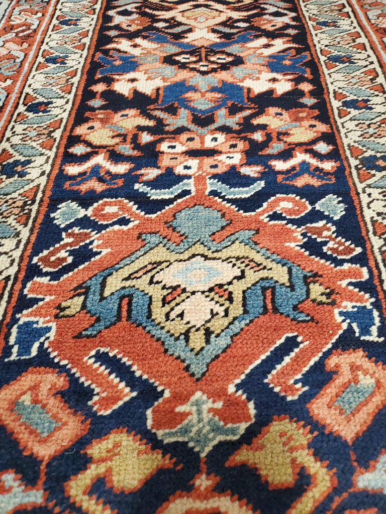 Antique Persian Serapi Carpet, Handmade Wool Oriental Rug Ivory, Rust ...