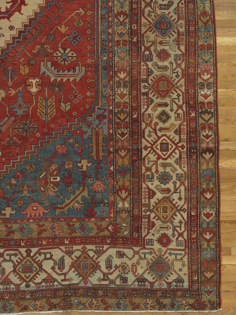 Antique Persian Serapi Carpet, Handmade Wool Oriental Rug, Rust, Ivory ...