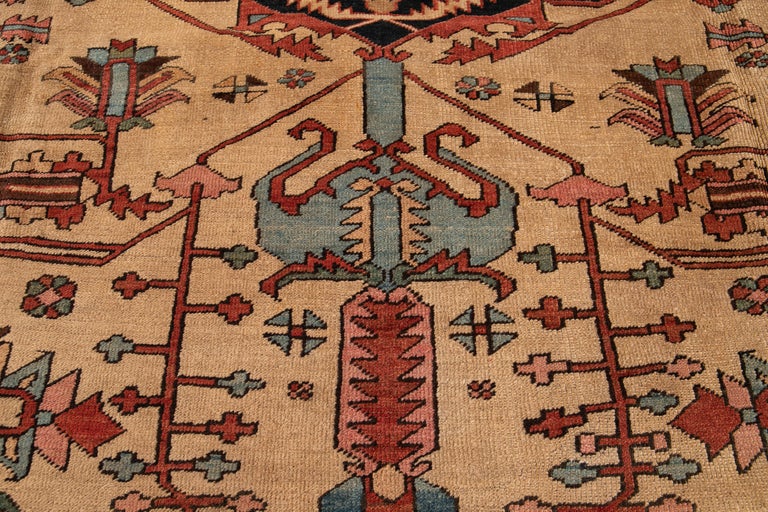 Antique Persian Serapi Handmade Colorful Wool Rug For Sale at 1stDibs