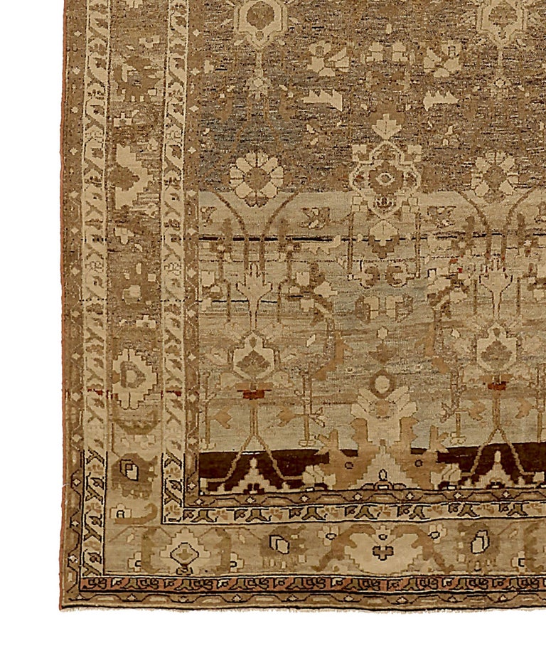 Antique Persian Shahsavan Rug with Botanical Patterns on Brown/Ivory ...