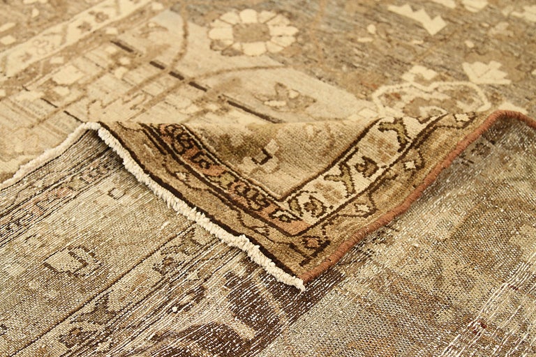 Antique Persian Shahsavan Rug with Botanical Patterns on Brown/Ivory ...