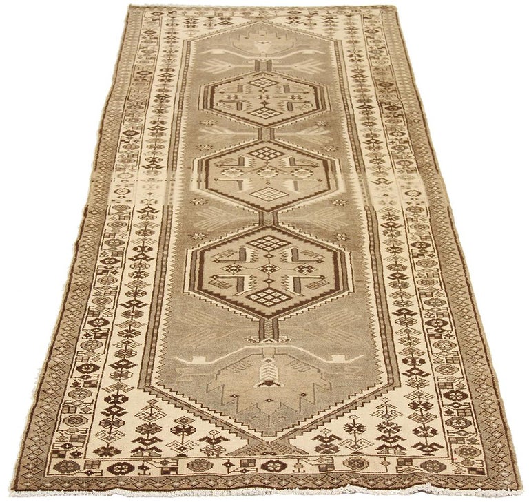 Antique Persian Shahsavan Rug with Brown and Ivory Tribal Design Field ...
