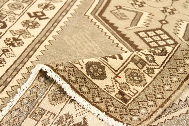 Antique Persian Shahsavan Rug with Brown and Ivory Tribal Design Field ...