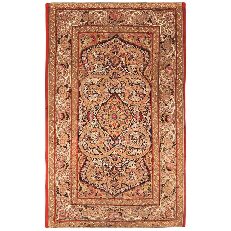 Antique Persian Silk Rashti Embroidery For Sale at 1stDibs