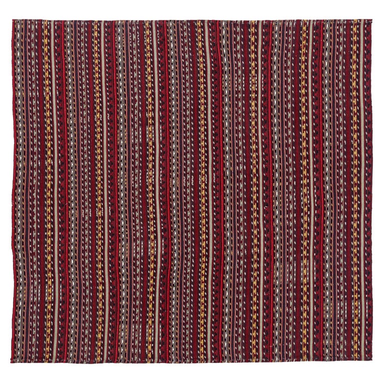 Antique Persian Square Rug Jajim Design For Sale at 1stDibs