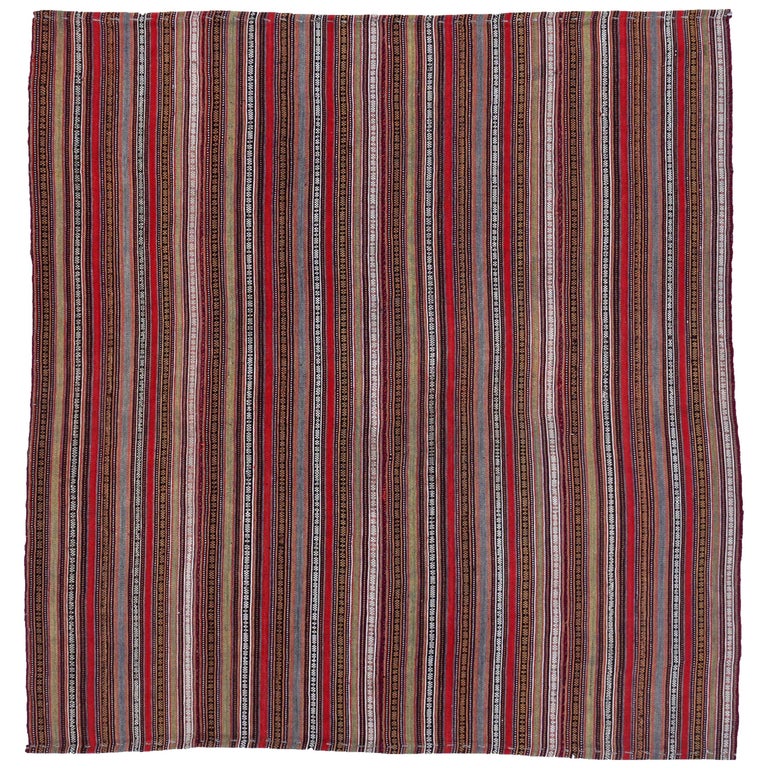 Antique Persian Square Rug Jajim Design For Sale at 1stDibs