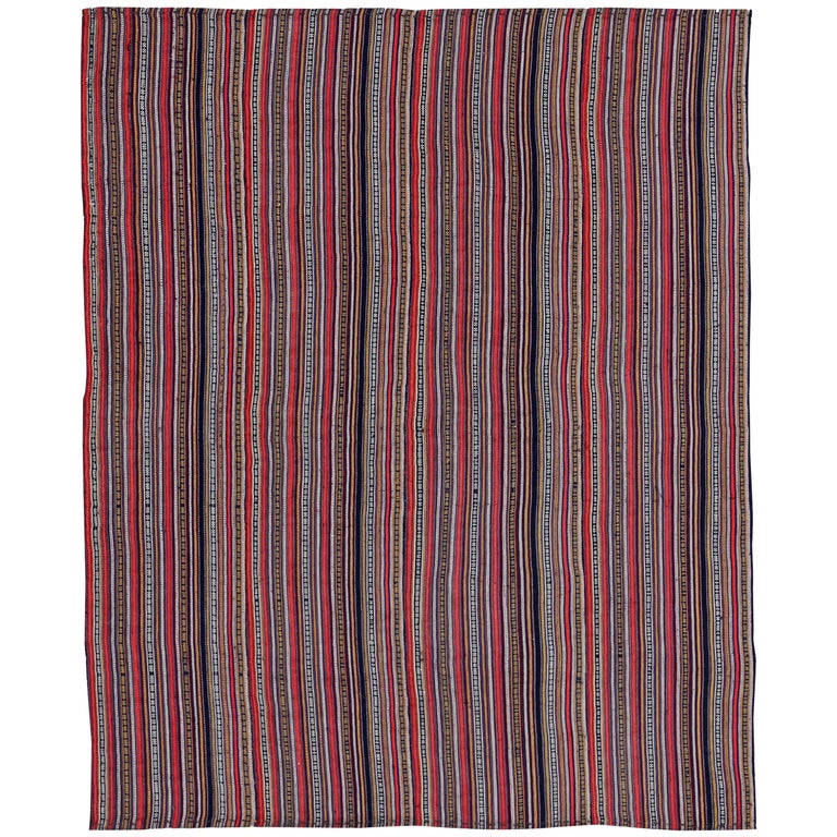 Antique Persian Square Rug Jajim Design For Sale at 1stDibs