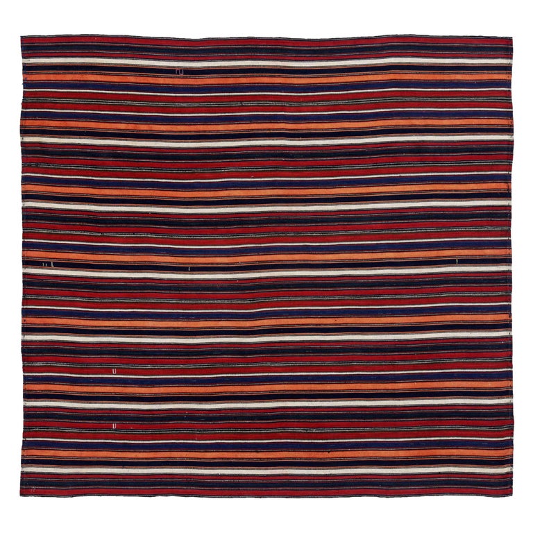 Antique Persian Square Rug Jajim Design For Sale at 1stDibs