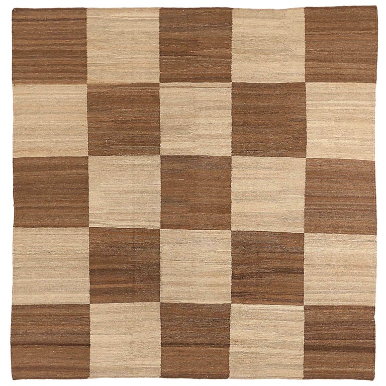 Antique Persian Square Rug Kilim Design For Sale at 1stDibs