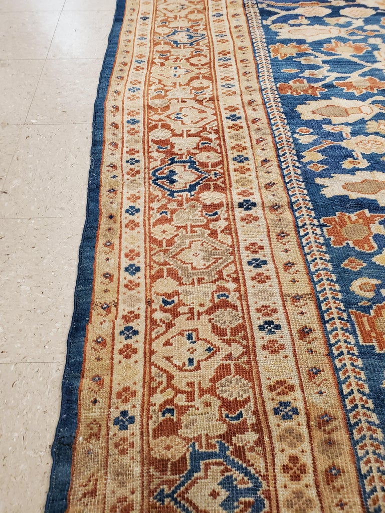 Antique Persian Sultanabad Carpet, Handmade Oriental Rug, Light Blue ...