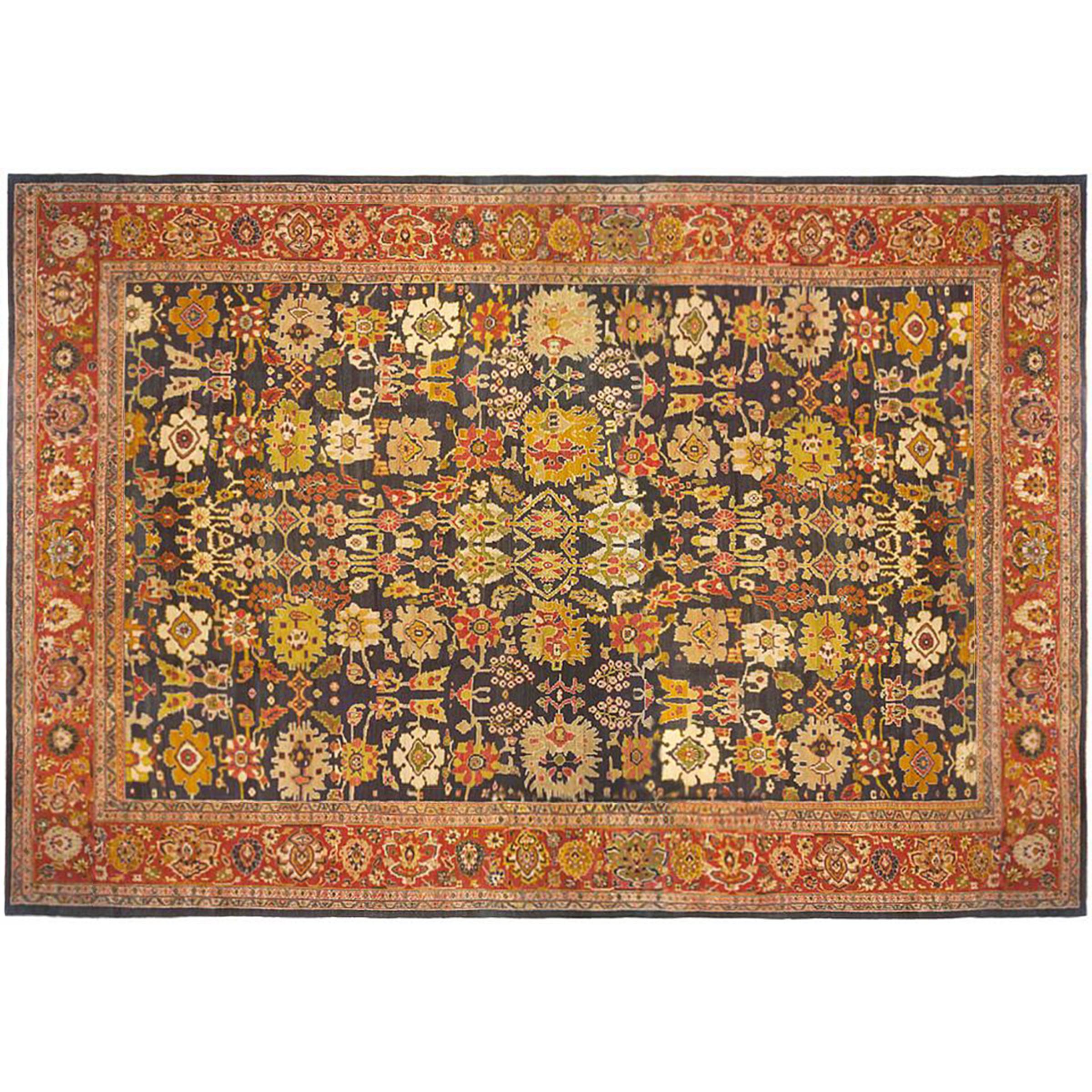 Antique Persian Sultanabad Carpet, in Mansion Size, with Jewel Tones ...
