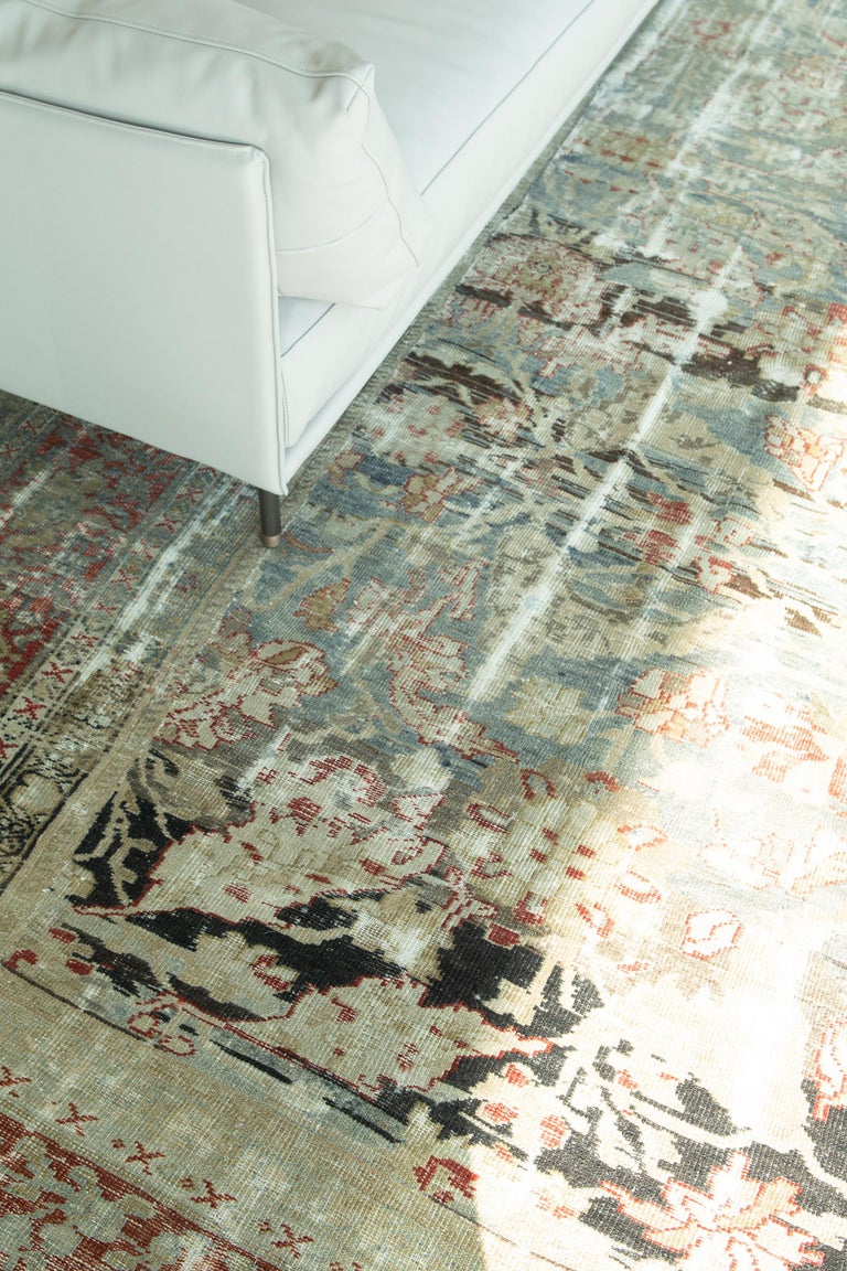 Antique Persian Sultanabad Distressed Rug For Sale at 1stDibs