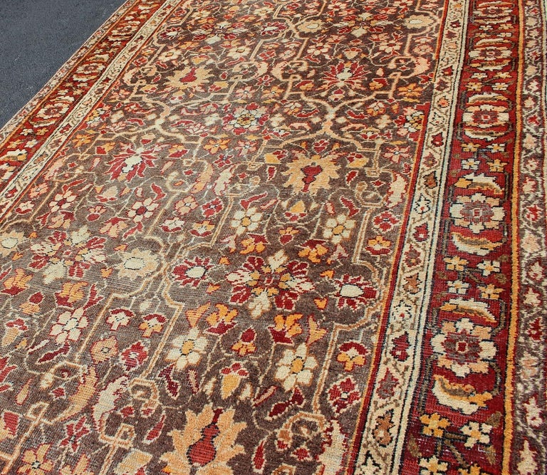 Gray Background Antique Persian Sultanabad with All-Over Floral Design ...