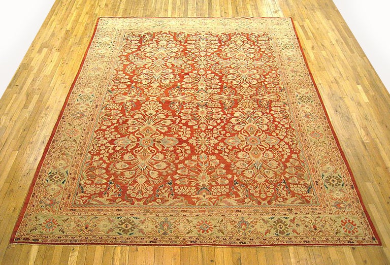 Antique Persian Sultanabad Oriental Carpet, Room Size, with Floral ...
