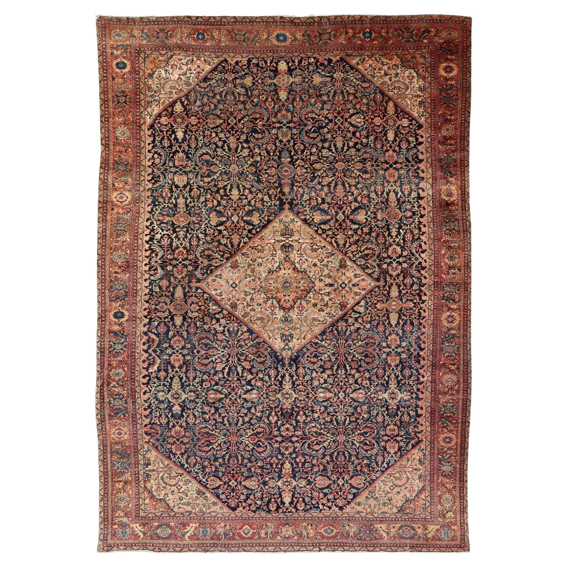 Allen Rug in Ivory, Red and Blue Wool For Sale at 1stDibs