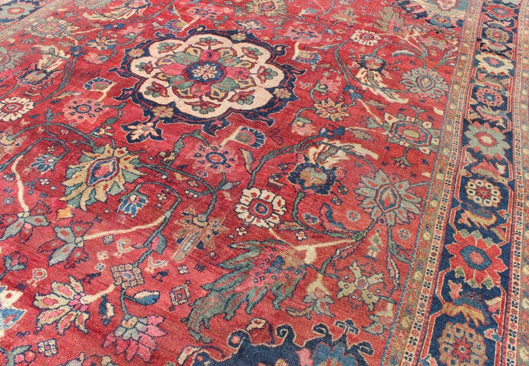 Antique Persian Sultanabad Rug with Red Field, Cream Medallion and ...