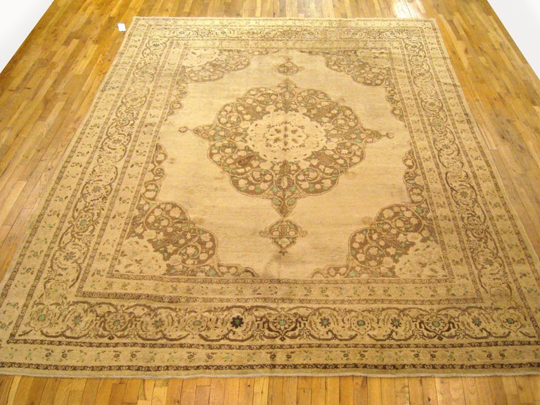Antique Persian Tabriz Oriental Carpet in Room Size with Central ...