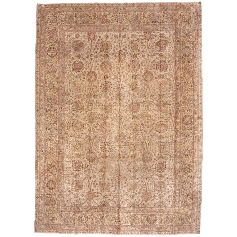 Antique Persian Tabriz Rug For Sale at 1stDibs