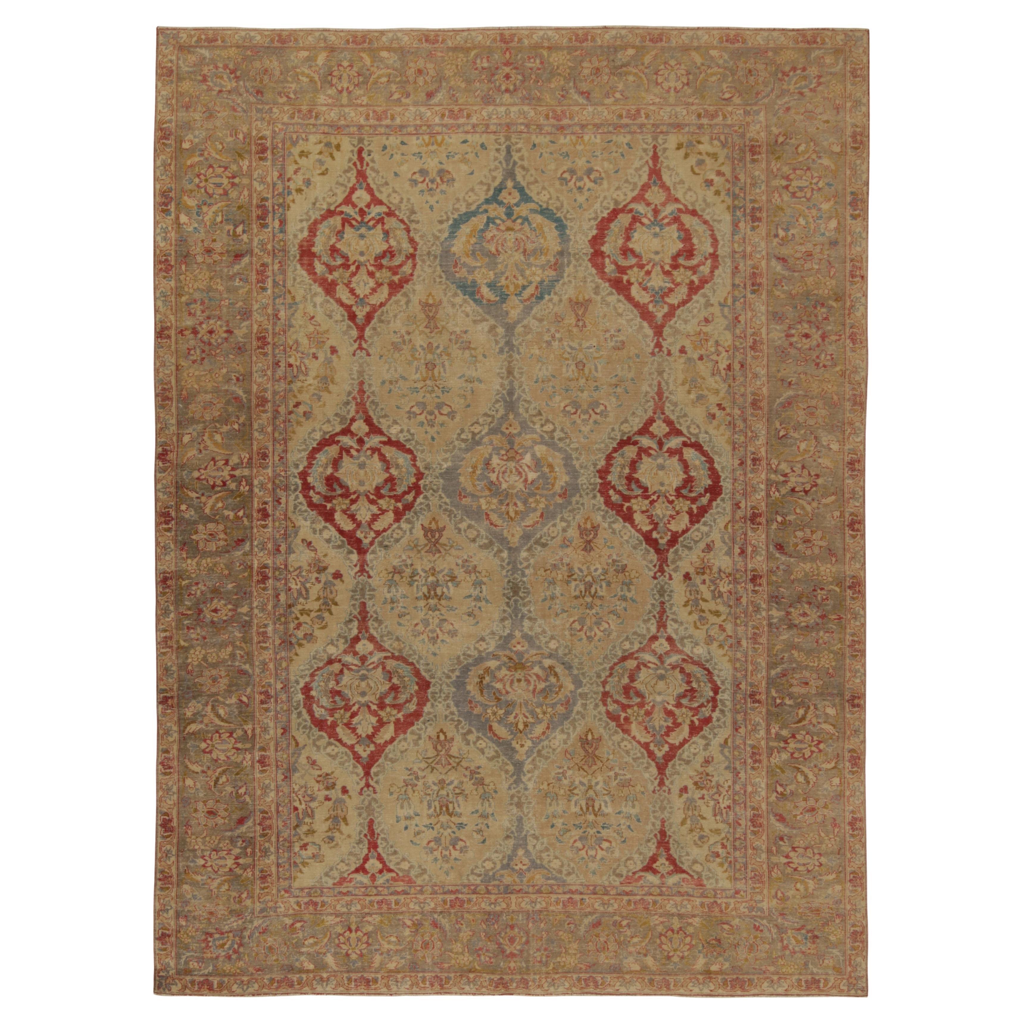 Red and Beige Floral Rug For Sale at 1stDibs